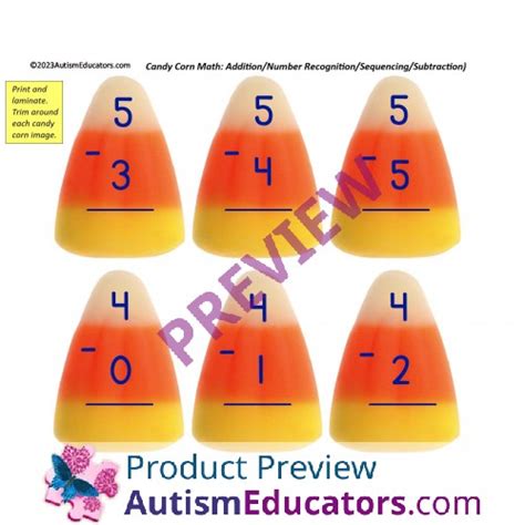 Candy Corn Fall Math Center Activities For K 1 To Count Add Subtract Sequence