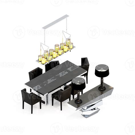 Isometric Table Set Perspective 3D Render 13846476 PNG
