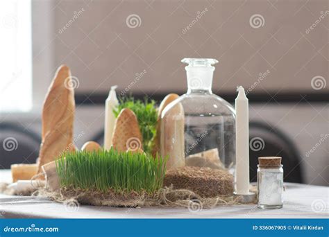 Rustic Bread And Wheatgrass On A Table Setting Stock Image Image Of