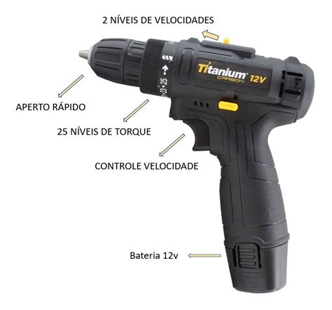 Parafusadeira Furadeira 12v 3 8 Litio Biv Carbon Titanium Mercado Livre