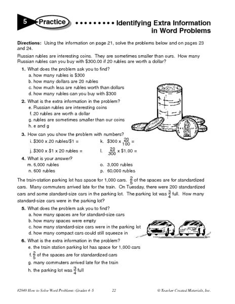 Identifying Extra Information In Word Problems Lesson Plan For 6th