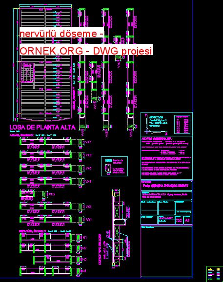 nervürlü döşeme dwg projesi Autocad Projeler