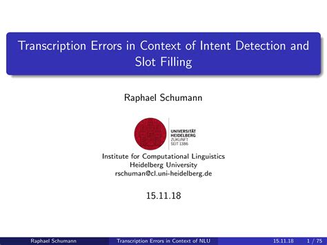 Transcription Errors In Context Of Intent Detection And Slot Filling Ppt