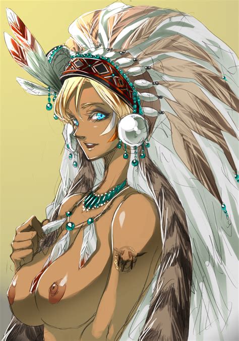 Rule 34 1girls Aqua Eyes Blonde Hair Blue Eyes Breast Breasts Bust Dark Skin Feathers Female