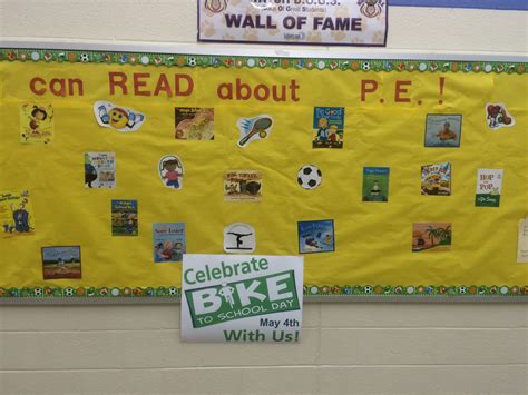 Read About Pe Bulletin Board Literacy Bulletin Boards Reading