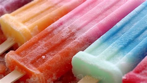 Multi Colored Fruit Flavored Ice Cream Candy Snack On Stick Generated