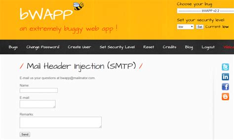 Bwapp Mail Header Injection [ Smtp ]