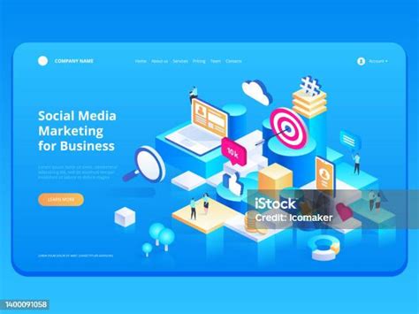 Strategi Pemasaran Untuk Bisnis Ilustrasi Vektor Isometrik Desain Datar