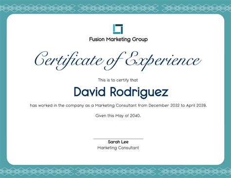 Work Experience Certificate Templates 4 Free Templates Word