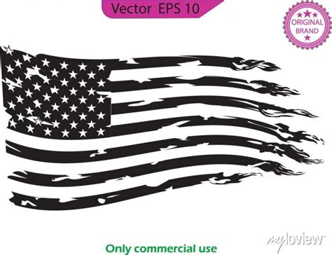 Usa Flag Distressed American Waving Flag With Fire Elements Wall