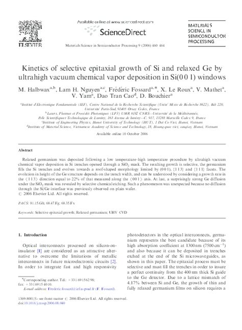 Pdf Atomic Layer Epitaxy Control Of Ge And Si In Flash Heating Cvd Using Geh4 And Sih4 Gases