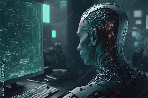 Fictional Person Cybernetic Man From The Back Representing