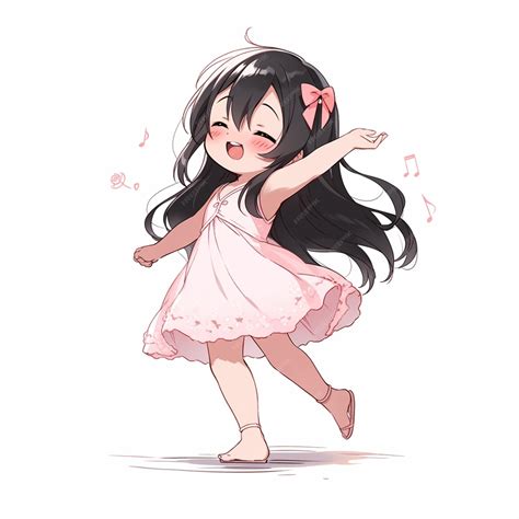 Premium Ai Image Anime Girl In A Pink Dress Dancing With Her Arms