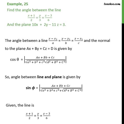 Example Find Angle Between Line And Plane Class