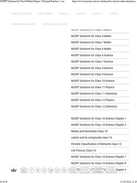 Ncert Solutions For Class 8 Maths Chapter 1 Rational Numbers Learn Cbse 6 Pdf Science