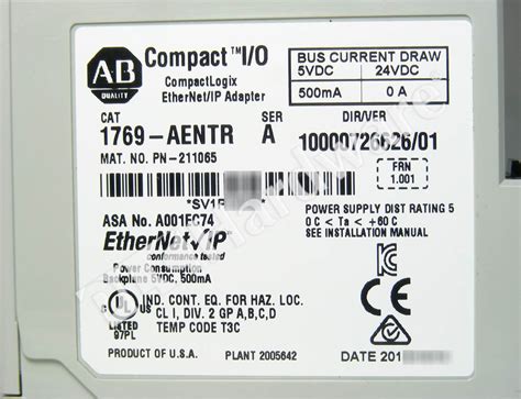 Plc Hardware Allen Bradley 1769 Aentr Compact I O Ethernet Ip Module Dual
