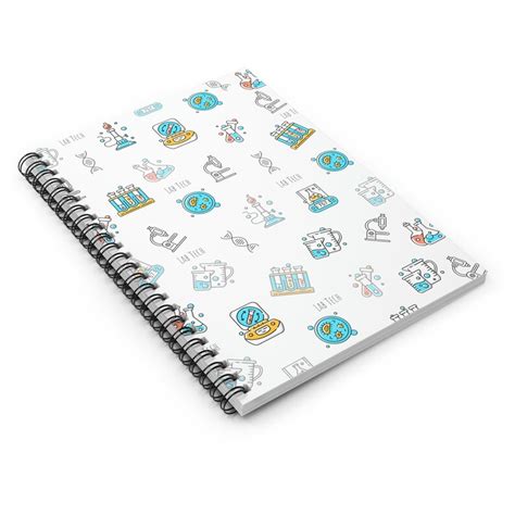 Lab Tech Spiral Notebook With Ruled Lines Microscope Lover Beaker Notebook DNA Laboratory