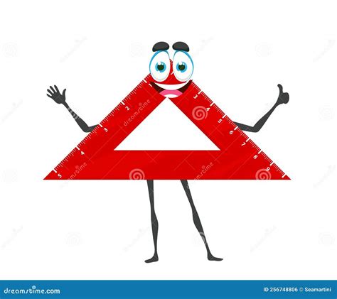 Cartoon School Plastic Triangle Ruler Character Stock Vector Illustration Of Character Angle