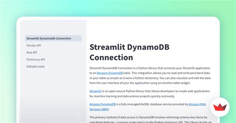 Streamlit Dynamodb Connection