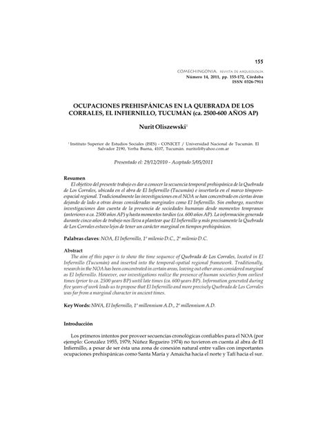 PDF Ocupaciones Prehipánicas en La Quebrada de los Corrales El