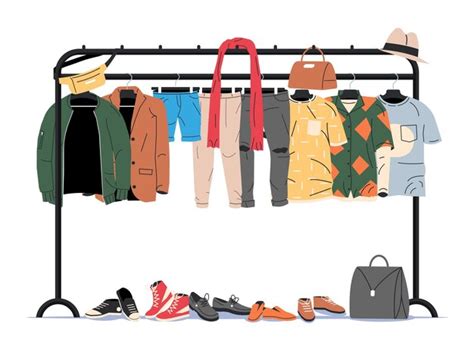 Muitas Roupas Penduradas Em Um Cabideiro Vetor Grátis