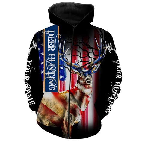 Maxcorners Custom Name Deer Hunting American Flag Patriot 3d All Over