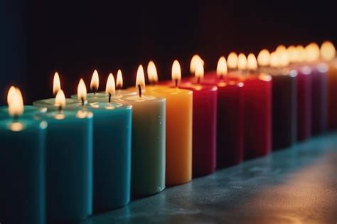 Premium AI Image Festive Candles Arranged In Row Generative AI
