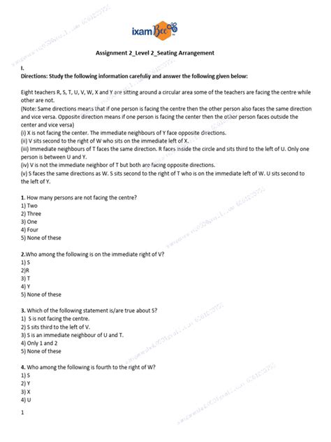 Assignment 2 Moderate Level Seating Arrangement Pdf