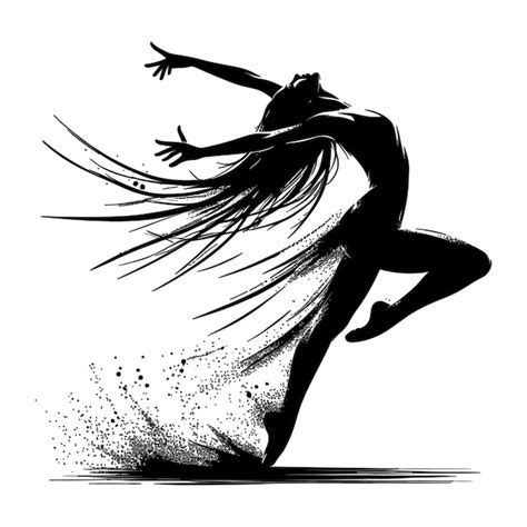 Silueta Negra Del Vector De La Bailarina Contemporánea Vector Premium