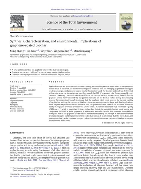Synthesis Characterization And Environmental Implications Of Graphene