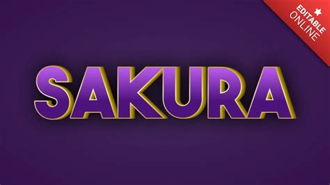 Sakura 3D Roxo Dourado Gerador De Efeitos De Texto