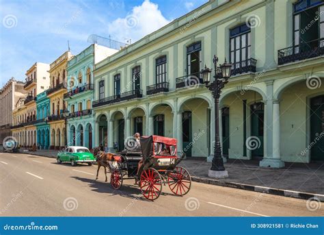 Colorful Colonial Architectures On Paseo Del Prado In Havana Cuba Editorial Photo Image Of