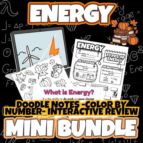 Energy Transformations Mini Bundle Doodle Notes Editable Colorbynumber