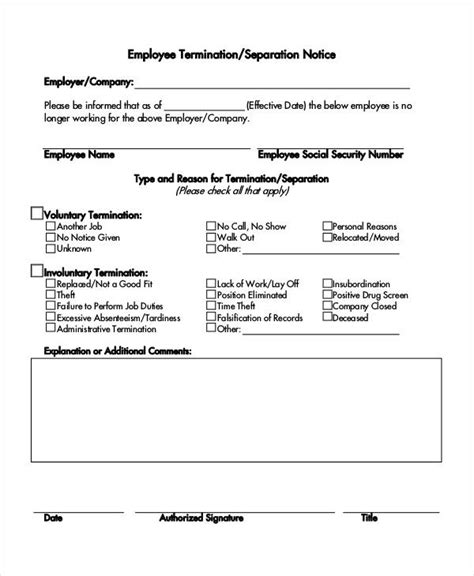How To Make A Separation Notice Printable Forms Free Online
