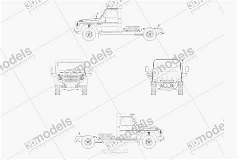 Mercedes Benz G Class W463 Single Cab Chassis 2020 Blueprint 3dmodels