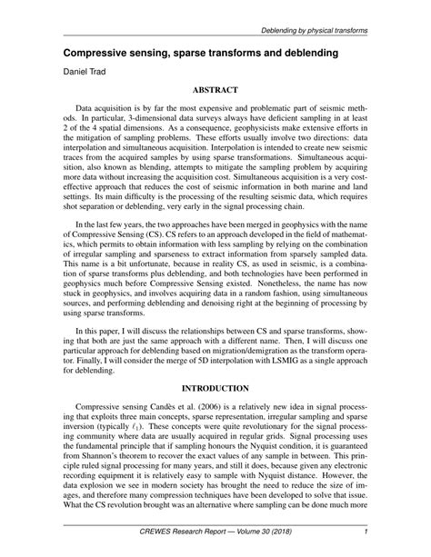 Pdf Deblending By Physical Transforms Compressive Sensing Sparse Transforms And Deblending