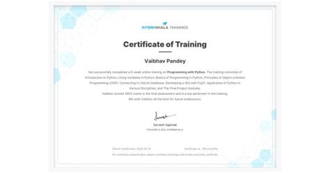 Successfully Completed The Programming With Python Training From
