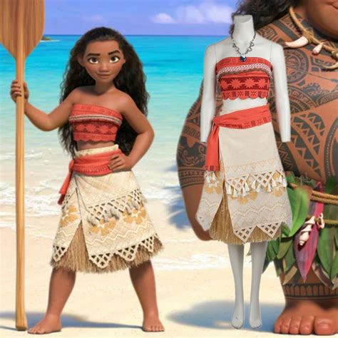 Princess Moana Cosplay Costume Princess Moana Dress With Necklace