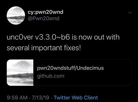 pwn20wnd drops unc0ver v3 3 0 beta 6 with important bug fixes