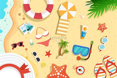 바닷가 여행 요소 일러스트 무료 다운로드 Lovepik
