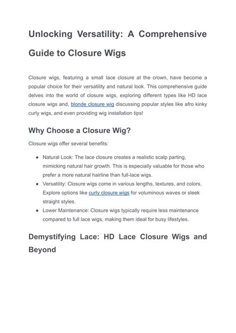 Ppt Unlocking Versatility A Comprehensive Guide To Closure Wigs