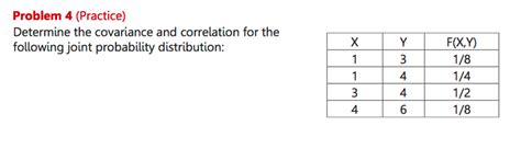 Solved Problem 4 Practice Determine The Covariance And