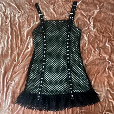 Dollskill Widow Flirt Advance Fishnet Grommet Dress Depop