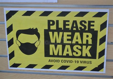 Vector Attention Sign Please Wear Mask Avoid Covid 19 Virus Black