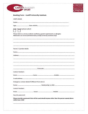 Fillable Online Cardiff Ac Application Form Cardiff University Hotshots