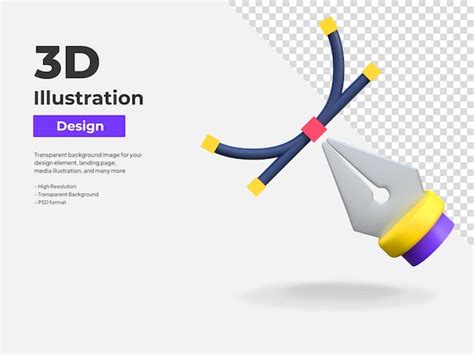 Premium Psd Curve Pen Tool Icon Graphic Design 3d Illustration