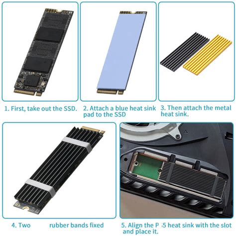 M2 Nvme Heatsink With Thermal Silicone Pads Aluminum 2280 Ssd Heat