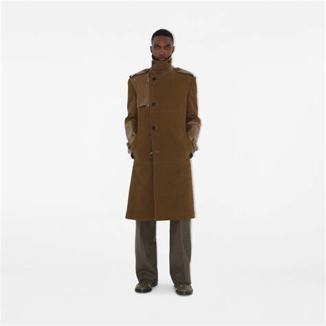 Long Cotton And Leather Trench Coat In Bramble Men Burberry® Official