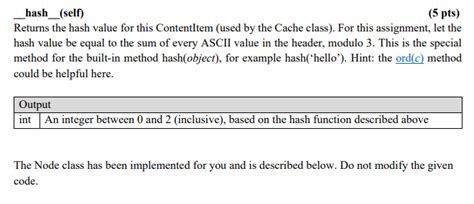 Solved Hash Self Pts Returns The Hash Value For This Chegg Com