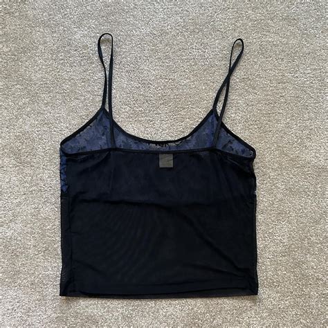 Vintage Lingerie Tank Top See Through Blue Lace Top Depop